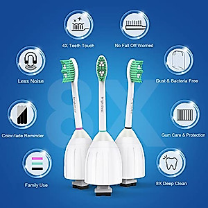 BrightDeal Toothbrush Heads for Philips Sonicare Essence Elite Advance Xtreme CleanCare E-Series Electric Sonic Screw-on Brush Replacement HX7022/66 HX7023 HX7001 with Cap, 6 Pack