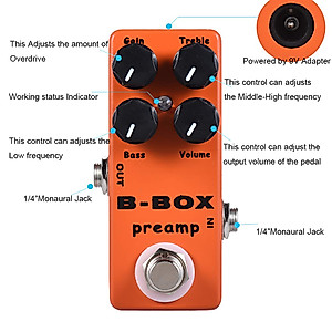 YMUZE Moskyaudio Mini B-Box Preamp Pedal Electric Guitar Effect with Overdrive Function