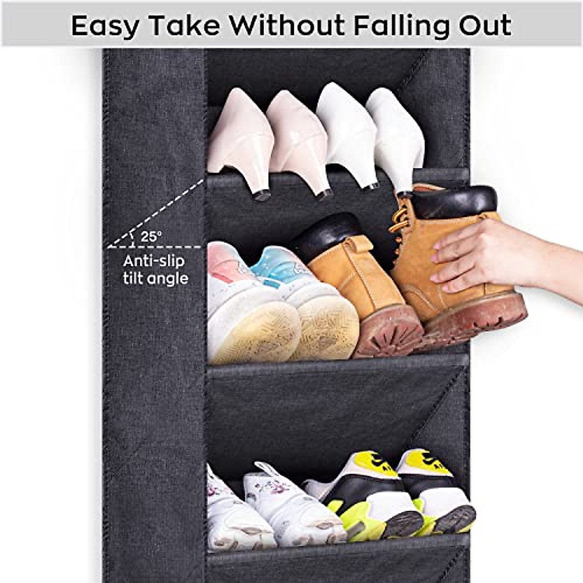 SLEEPING LAMB Long 2-Tier Stackable Wide Shoe Rack for Closet and Black Shoe Organizer Over The Door for Samll Space Storage