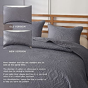 ENJOHOS Oversized King Bedspreads King Size Coverlet, Lightweight Bedspreads for Summer, Reversible Microfiber Embossed Bedding Cover, Dark Grey Quilt Coverlet Set, King/California King