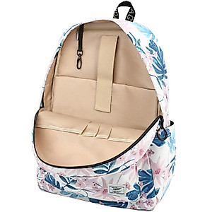 Mairle Lightweight School Bag Travel Backpack with Laptop Compartment For Teen Girls , Flowers and Leaves
