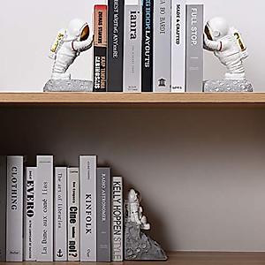 Kakizzy Astronaut Bookends for Kids, Space Bookends Astronaut Decor Decorative Book Ends for Space Decor Gold Home Decor(Astronaut A-Gold)