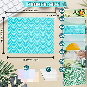 32 Colored Hanging File Folders with Tabs and Inserts, 8 Pretty Graphic Designs, 1/5 Cut Adjustable Tab, 9.3 x 11.7 Inches to Fit Letter Size Documents