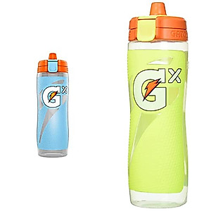 Gatorade Gx Hydration System, Non-Slip Gx Squeeze Bottles Or Gx Sports Drink Concentrate Pods (Pack of 1) & Gx Hydration System, Non-Slip Gx Squeeze Bottles Neon Yellow Plastic, 30 Oz