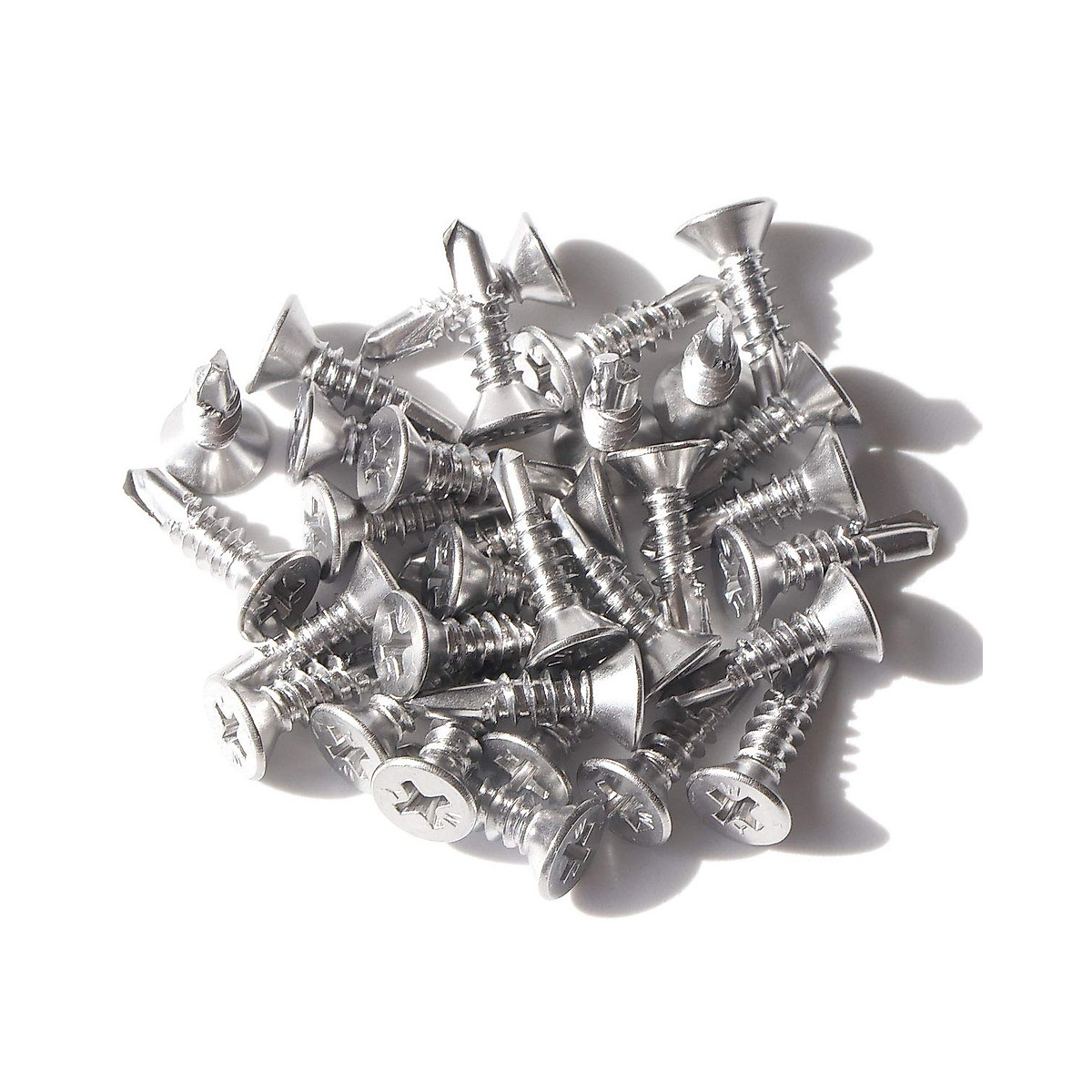 IMScrews 50pcs #8 x 3/4" Stainless Flat Head Phillips Self Drilling Screws, 410 Stainless Steel Full Thread Sheet Metal Tek Wood to Metal Screws