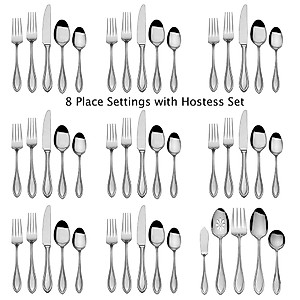 Pfaltzgraff Randall Flatware Set, 45-Piece, Stainless Steel