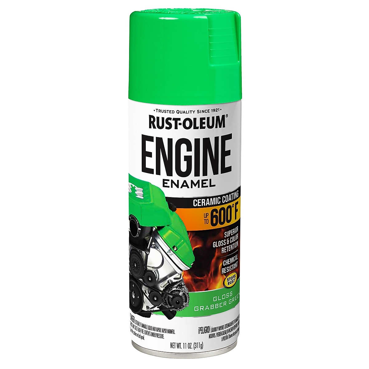 Rust-Oleum 366436 Engine Enamel Spray Paint, 11 oz, Gloss Grabber Green, (Pack of 1)