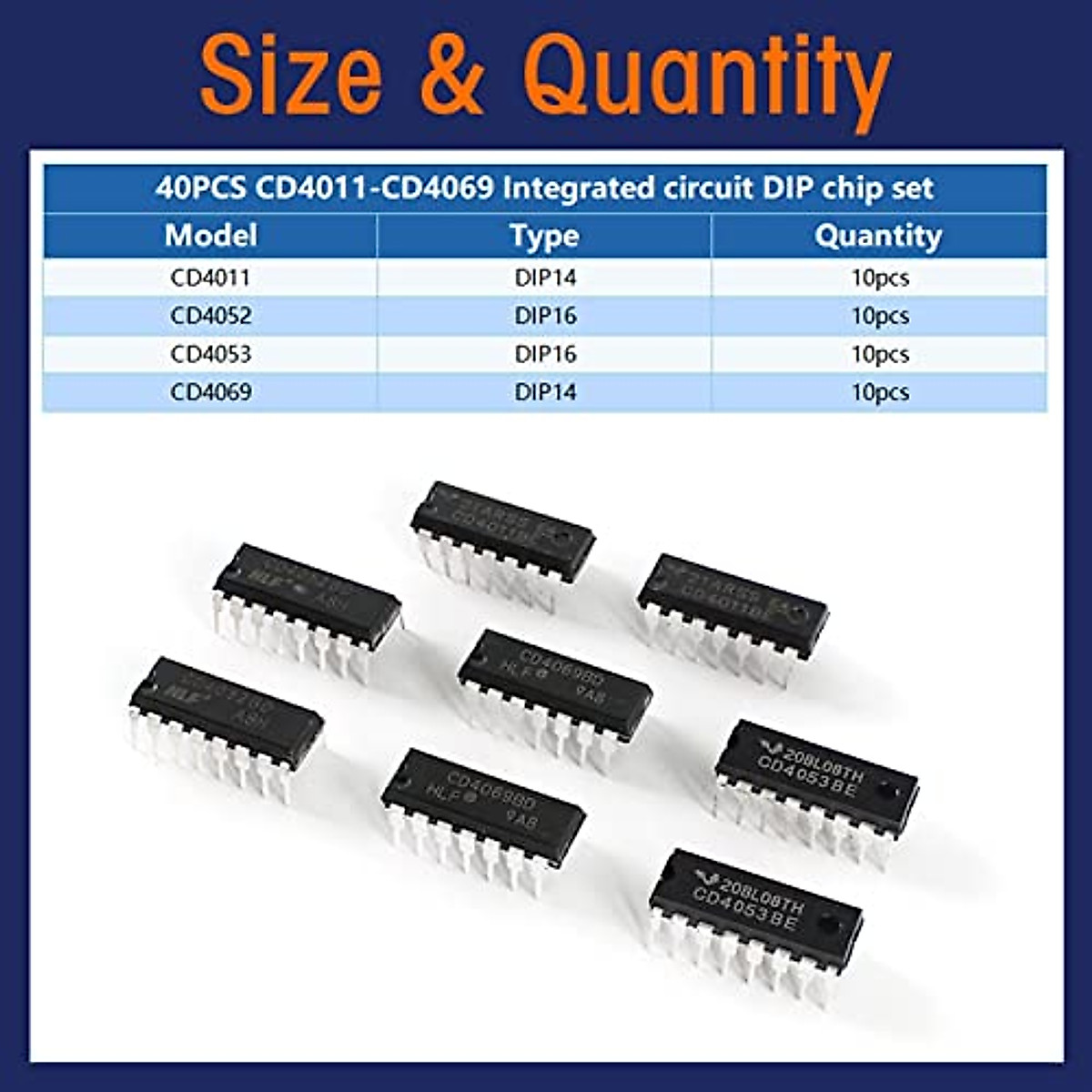 OWAHO IC Kits 40pcs/Lot Integrated Circuit Logic IC Kit CD4011 CD4069 CD4052 CD4053 DIP Electronic Component with Chipset (Color : Cd4052-10pcs)