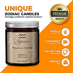 1OAK Aquarius Candle - Zodiac Candle - Aquarius Gifts for Women - Zodiac Gifts - Astrology Gifts for Women - February Birthday Gifts for Women - Aquarius Birthday Gifts