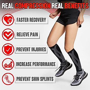 BLITZU 3 Pairs Calf Compression Sleeves for Women and Men Size S-M, One Black, One Pink, One Purple Calf Sleeve, Leg Compression Sleeve for Calf Pain and Shin Splints. Footless Compression Socks.