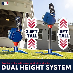 Franklin Sports Baseball Pitching Machine - Adjustable Baseball Hitting & Fielding Practice Machine For Kids - with 6 Baseballs - Great For Practice,Blue, Small