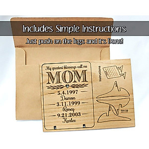 Unique Mom Greeting Card Personalized Mothers Day Gift Mom Card for Birthday Christmas Mother of the Bride Thank You Cards Handmade Display Alder Wood Card (Mom)