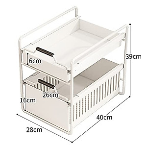 WEKIVA Under Sink Organizers,Kitchen Cabinet Organization,2 Tier Sliding Basket Organizer Pantry Storage Shelf Pull Out Under Sink Cabinets Organizer for Kitchen