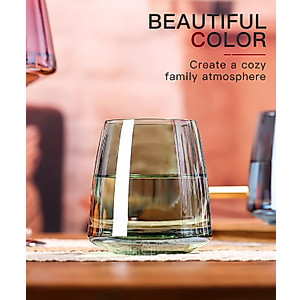 comfit Stemless Colored Wine Glasses Set of 6-15oz Colorful Wine Glasses,Perfect Red Wine Glass Stemware for Wine Lover in Mothers Day Gifts,Party