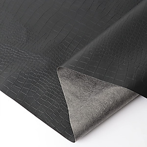 Vinyl Leather Fabric Crocodile Pattern Marine Waterproof Material 36" L×54" W Marine Vinyl Synthetic Leather Sheets 0.5mm Thick for Upholstery Crafts, Automotive/Boat, Cushion, DIY Sewing - Black