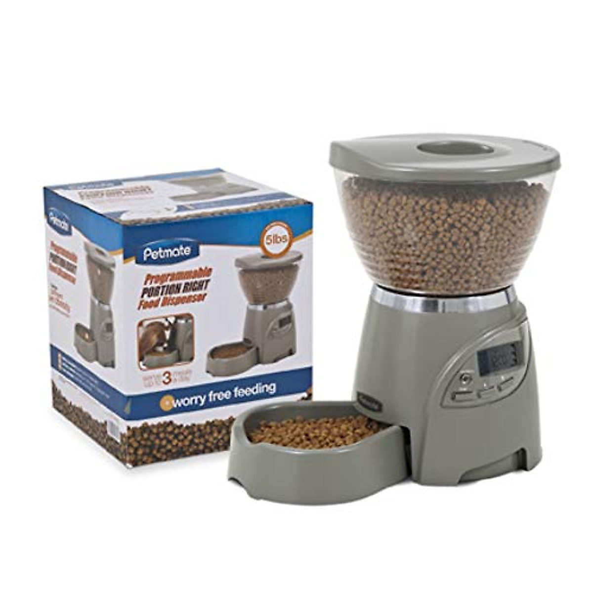Petmate Portion Right Programmable Dog and Cat Feeder 2 Sizes Brushed Nickel