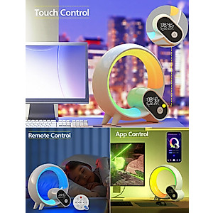 Smart Night Light for Kids,Wake Up Light Sunrise Alarm Clock,Ambient Light & Sleep Assistant White Noise Sound Machine Baby Night Light,App,Bluetooth Speaker,Snooze,Timer,Remote Control,Ideal for Gift