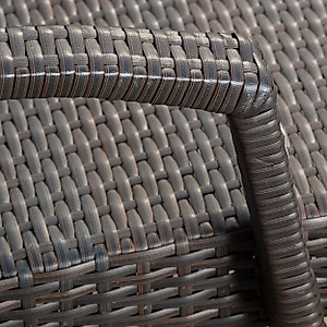 (Set of 4) Olivia Outdoor Brown Wicker Armed Chaise Lounge Chair