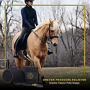 Kavallerie Elastic Fleece Bandages for Horses, Non- Slip and Snug fit Breathable Material for Injury Protection and Superior Legs Support, Stocking up Solution - Black - (2 Units Per Pack)