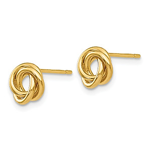 14K Solid Yellow Gold Twisted Love Knot Symbol Stud Earrings