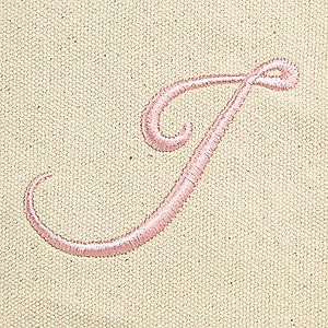 DALIX Women's Cotton Canvas Tote Bag Large Shoulder Bags Pink Monogram J