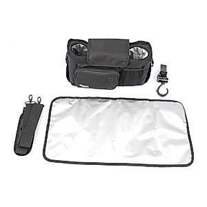 Kool-ala Mama, Universal Stroller Organizer with Insulated Cup Holders, Bonus Bag Hook & Diaper Changing Pad, Stroller Caddy, Detachable Wallet, Fits Bugaboo, Baby Jogger, Britax, Uppababy, Graco