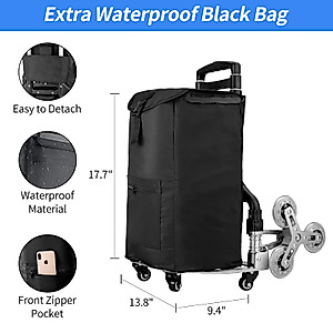 Folding Hand Truck Stair Climbing Cart Heavy-Duty Portable Luggage Trolly for Moving Aluminum Alloy Hand Carts with 6 Crystal Wheels & 4 Universal Wheels Delivery Cart for Shopping Groceries