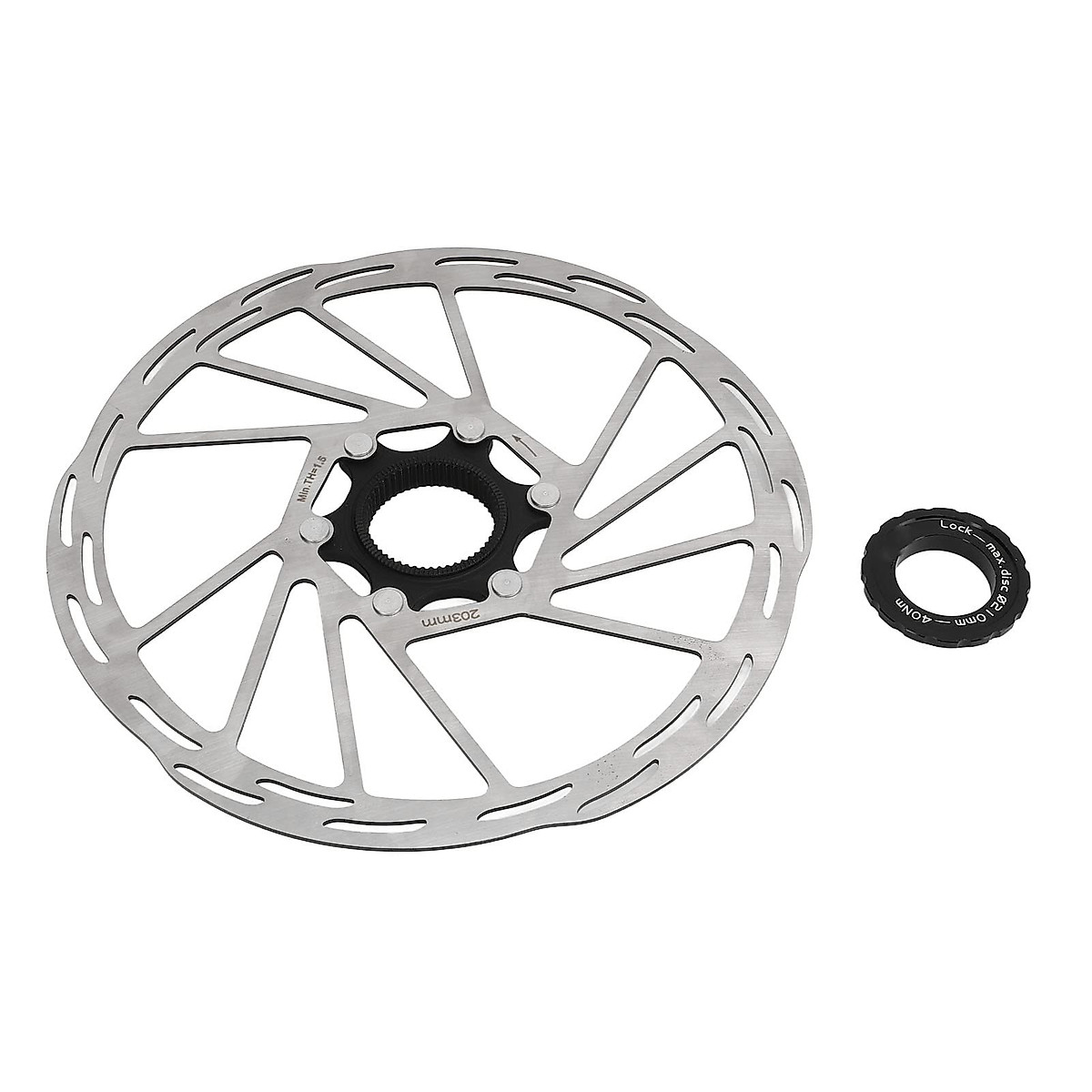 Bike Disc Brake Rotor, 203mm Disc Brake Rotor with Center Lock Adapter, Disc Brake Conversion Accessories Parts for Road Bike Mountain Bike for Disc Brake Hub with Center Lock