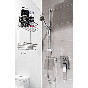 Vidan Home Solutions Shower Caddy | Stainless steel, rustproof, wall mounted with suction cups, modern, spacious, multi-shelf shower organizer for Shampoo – Conditioner – Soap – Loofah – Razor