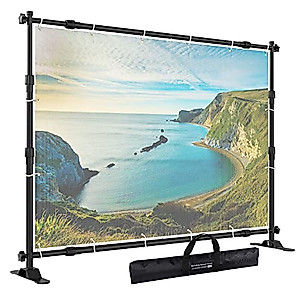 8'x8' Photo Backdrop Stand,Upgrade Heavy Duty Banner Stand Multifunctional Adjustable Telescopic Height and Width Photo Booth Banner,Reuse for Trade Show and Display Booth Exhibitor Background