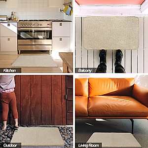 ITSOFT Dirt Trapper Indoor Door Mat & Entrance Rug for Wet Muddy Shoes and Pet Paws, Non-Slip Machine Washable, Shoe Scraper, Absorbent Welcome Dog Mat for Front Door, Entry Way (30x18, Beige)