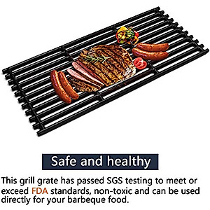 Hongso 18 1/4 inch Coated Cast Iron Grill Grates for Charbroil 463241013, 463241014, 466241013, 463243812, 466241014, 463270612, G526-0007-W1, Tru-Infrared 2 Burner Grills, PCB007
