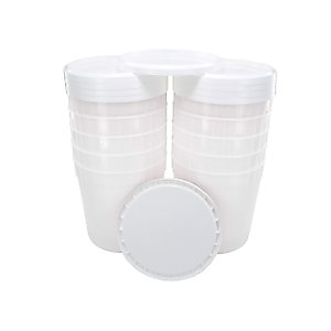 Poly Farm 2.5 Gallon Semi-transparent Ice Cream Tub with Lid (White Lid, 10)