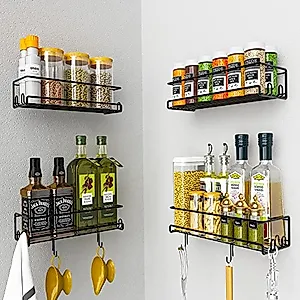 Spice Rack Wall Mount (4 Pack) - Hanging Spice Organizer - Corner Spice Organizer - Kitchen Wall Spice Rack Holder - Screw or Adhesive Wall Spice Rack - For Bathroom, Cabinet, Cupboard, or Pantry Door