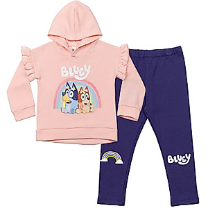 Bluey Bingo Toddler Girls Fleece Hoodie and Leggings Outfit Set Pink/Purple 2T