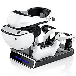 PSVR2 Controller Charging Dock with LED Light， VR Stand Display Your PSVR2， Charging Compatible with PS5 Controller Charger， Playstation VR2 Handle, Charging Cable, Seat Charger