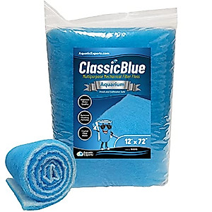 Aquatic Experts Classic Bonded Aquarium Filter Pad -12 Inches by 72 Inches by .75 Inch - Blue and White Aquarium Filter Media Roll Bulk Can Be Cut to Fit Most Filters, Made in USA