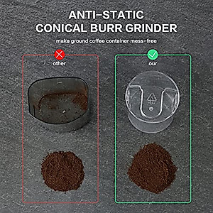 Homtone Electric Coffee Grinder Conical Burr, Adjustable Stainless Steel Burr Coffee Grinder with 14 Precise Grind Setting, 12 Cup Coffee Grinder for Espresso, Drip Coffee, French Press