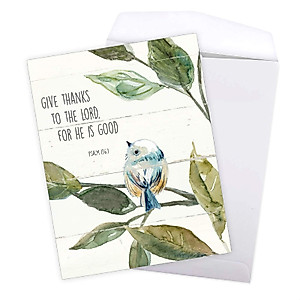 The Best Card Company - 1 Beautiful Thank You Card (8.5 x 11 Inch) - Pretty Flowers, Floral Gratitude Stationery Notecard with Envelope - Scripture Birds J7108ETYG