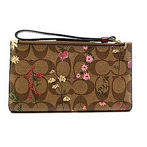 Coach Women's Tech Wallet in Colorblock Signature Canvas (Wildflower Print - Khaki Multi)