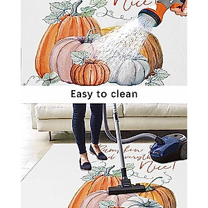 Outdoor Rug Pumpkin Space Fall Harvest Thanksgiving Autumn Leaf Orange Area Rug, Easy Cleaning Waterproof Outdoor Plastic Straw Rug for Patio Decor Backyard Deck Picnic Camping Living Room, 4x6 Feet