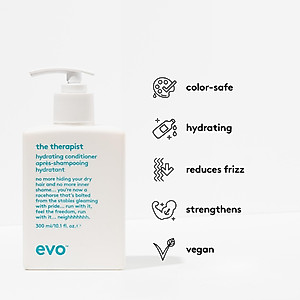 EVO The Therapist Hydrating Conditioner - Hydrates, Strengthen and Softens Whilst Improving Shine - Protects Colour Treated Dry Hair, Helps to Detangle - 300ml / 10.1fl.oz