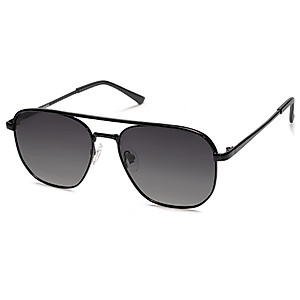 SOJOS Retro Aviator Polarized Sunglasses Womens Mens Vintage Square Shades Sun Glasses UV400 SJ1184 with Black/Grey Lens