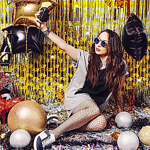 Gjinxi 2PCS Gold Glitter Paper Star Garland, 78 Inches Long Sparkling Golden Stars Banners, Hanging Decorations for 2024 New Year Graduation Wedding Baby Shower Birthday Christmas Party Decor