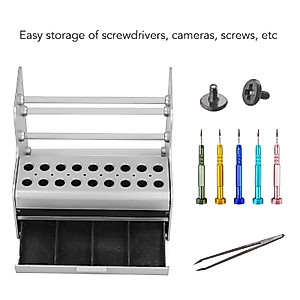 EVTSCAN 200x170x160 mm Compact Desktop Small Tool Holder Organizer, with 18 Holes and 4 Compartments, ABS Plastic Easy Assembly Workbench Tool Rack for Screwdriver, Wrench, Plier
