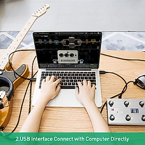 MIDI Foot Controller，MeloAudio Guitar Floor Multi-Effects Portable USB MIDI Foot Controller with 10 Foot Switches，2 Expression Pedal Jacks and 8 Host Presets
