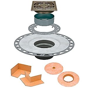 Schluter Kerdi Drain Kit with 4 in. Brushed Nickel Anodized Aluminum Grate