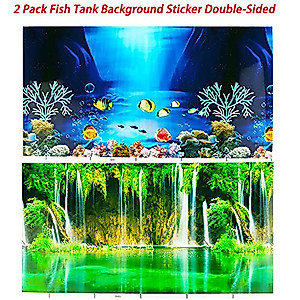 DQITJ 2 Pack Fish Tank Background Sticker Double-Sided Adhesive Wallpaper Aquarium Decorative Picture (20.4" x 11.8")