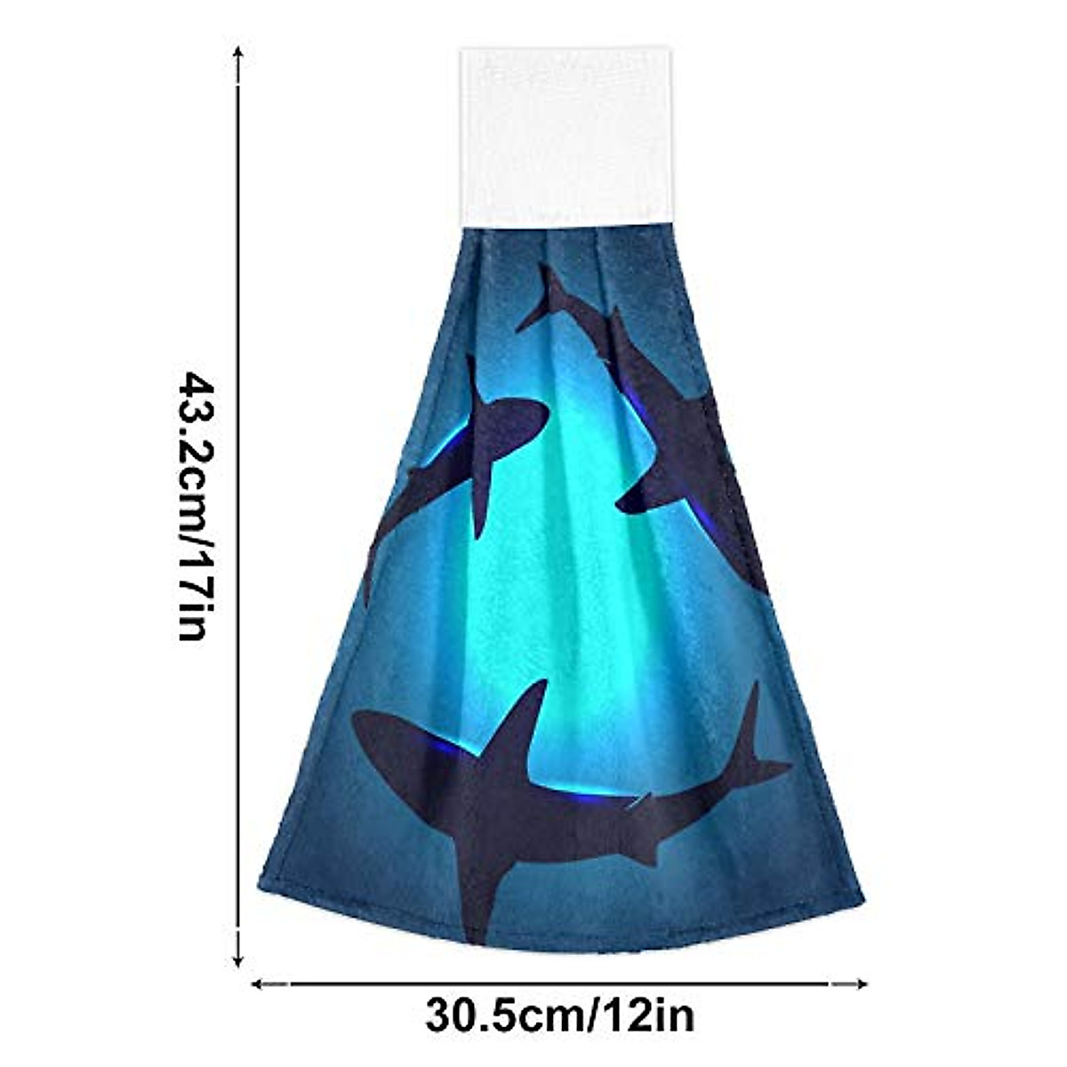 WELLDAY 2 Pcs Hanging Hand Towels Soft Absorbent Floating Sharks Towel for Kitchen Bathroom