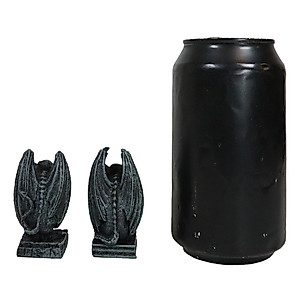 Ebros Gift Notre Dame Castle Top Guardian Mini Gargoyles Crouching On Stone Pedestals Resin Figurine Set of 2 Miniature Fairy Garden Gargoyle Sculpture Pair 2.5" Tall